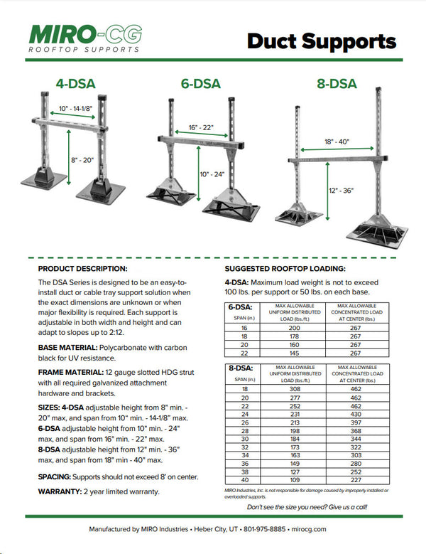 6-DSA Rooftop Duct Support – MIRO-CG Rooftop Supports