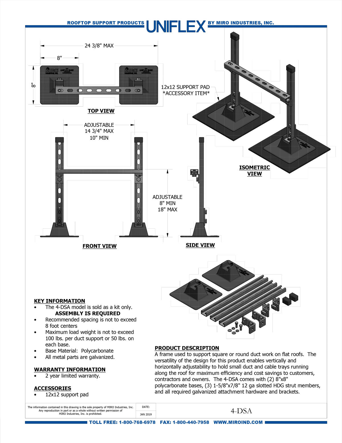4-DSA Rooftop Duct Support – MIRO-CG Rooftop Supports
