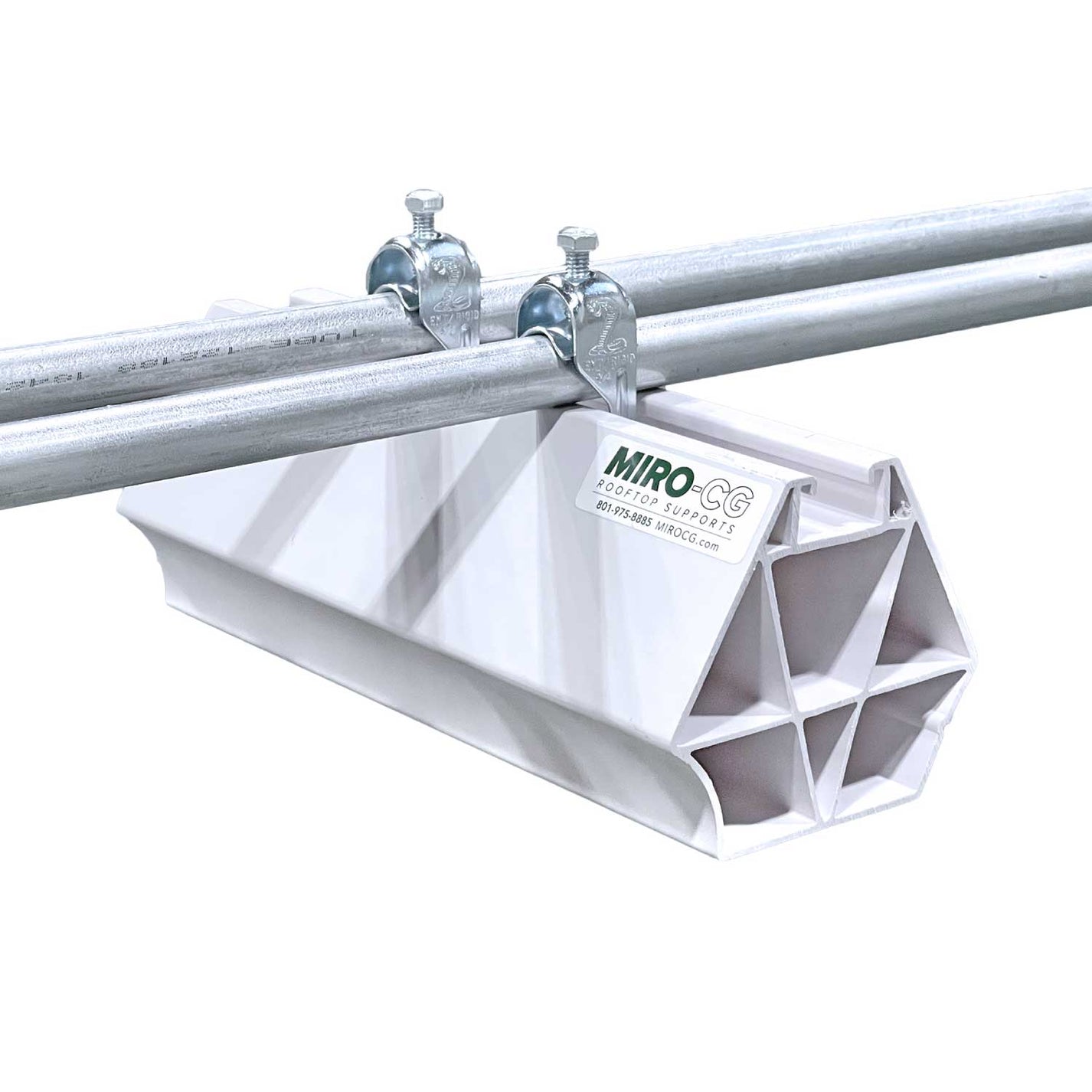 12" M-Hex Rooftop Pipe Support with Strut – MIRO-CG Rooftop Supports
